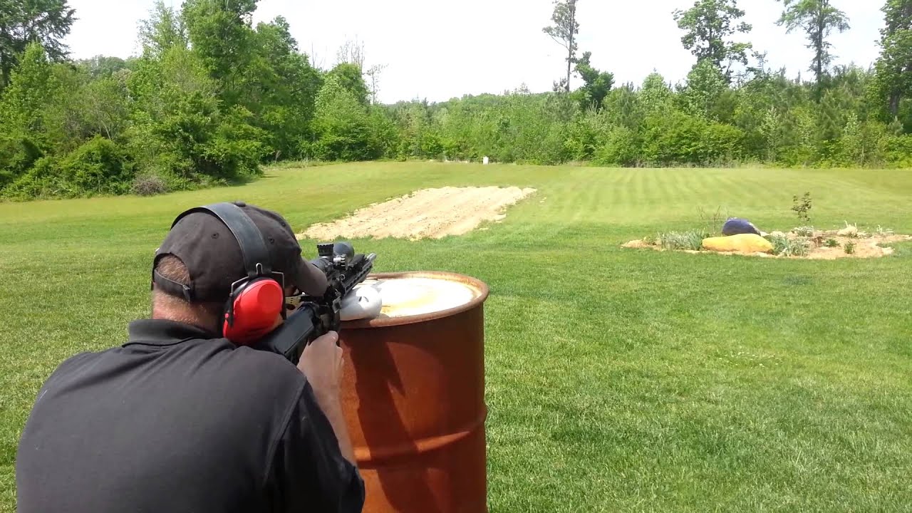 Shooting a h2 target with a 223. - YouTube