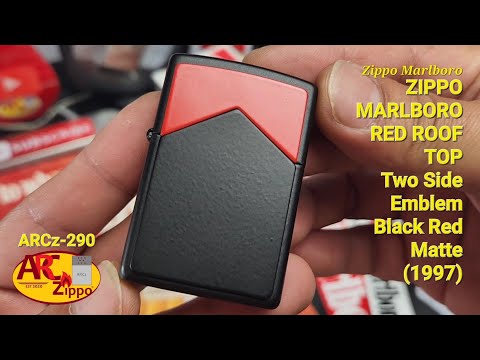 Zippo MARLBORO RED ROOF TOP EMBLEM TWO SIDE Black Red Matte (1997) | Zippo Marlboro | ARCz-290