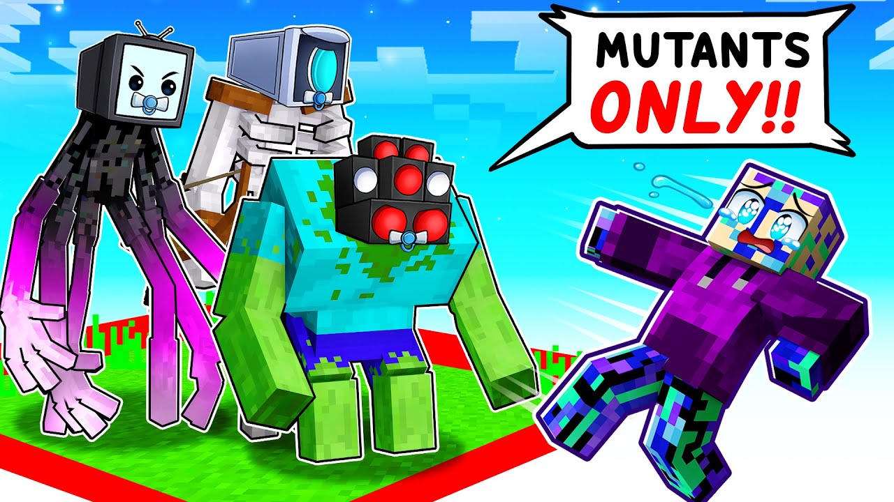 Locked on ONE CHUNK But We're MUTANT MOBS With SKIBIDI BABYS! - YouTube