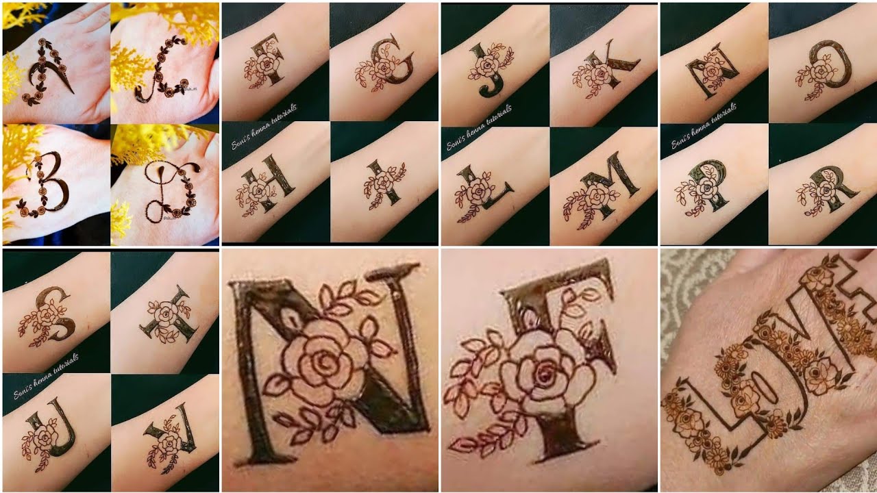 A to Z letter mehndi designs|| Tatoo mehndi designs for girls and boys ...