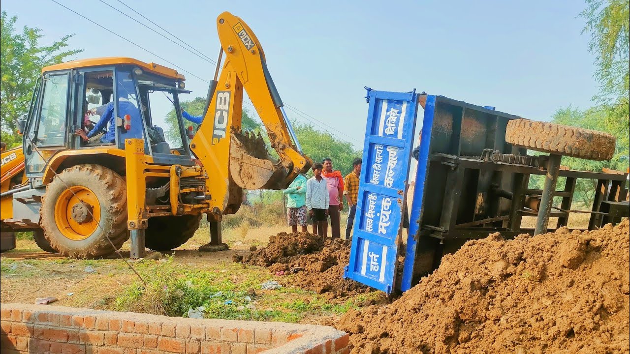 Mud Loaded Tractor Stuck In Mud | Pulling Out Jcb 3dx Backhoe | Tractor ...