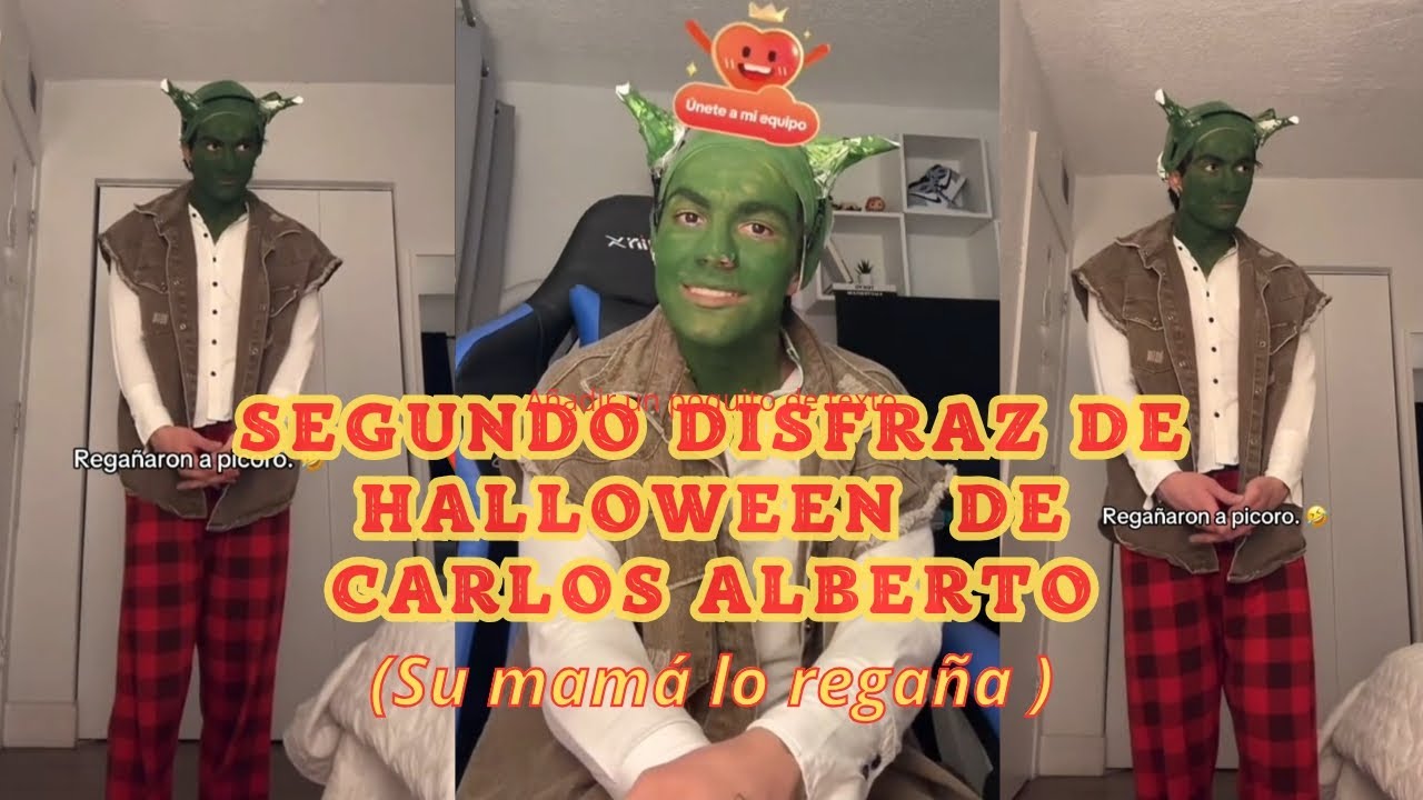 2do disfraz de Carlos Shrek/casi se queda verde para toda la vida+se ...