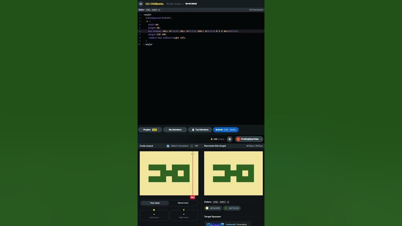 CSS Battle | Daily Targets Solution | 19th October,2023 #css #css3 #codingshorts #shorts # ...