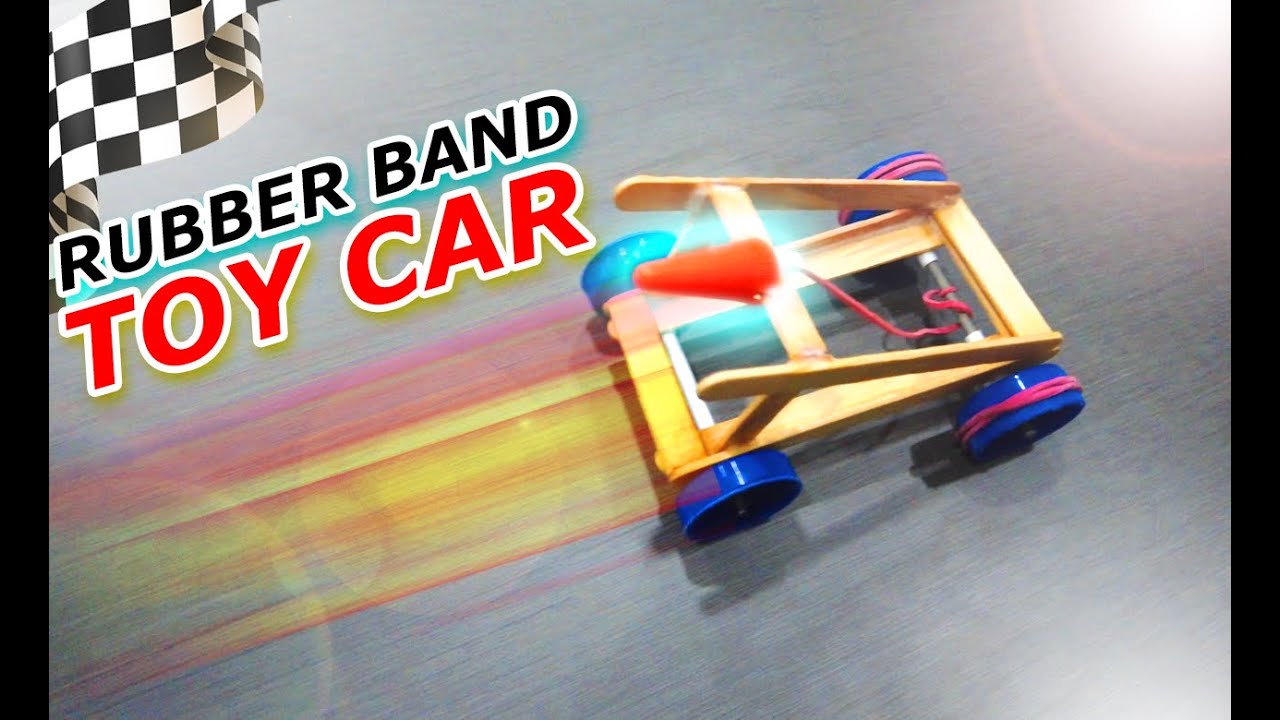 DIY Rubber Band Toy Car With Popsicle Stick - YouTube