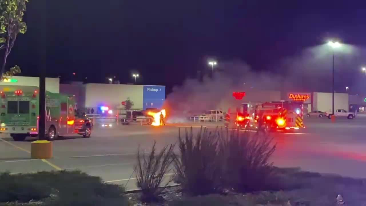 Car fire at Rhinelander Walmart Thursday night - YouTube