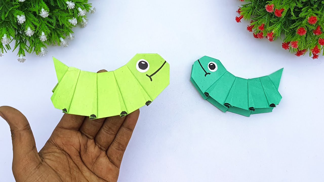 How To Make Moving Paper Caterpillar | Origami Caterpillar | Handmade ...
