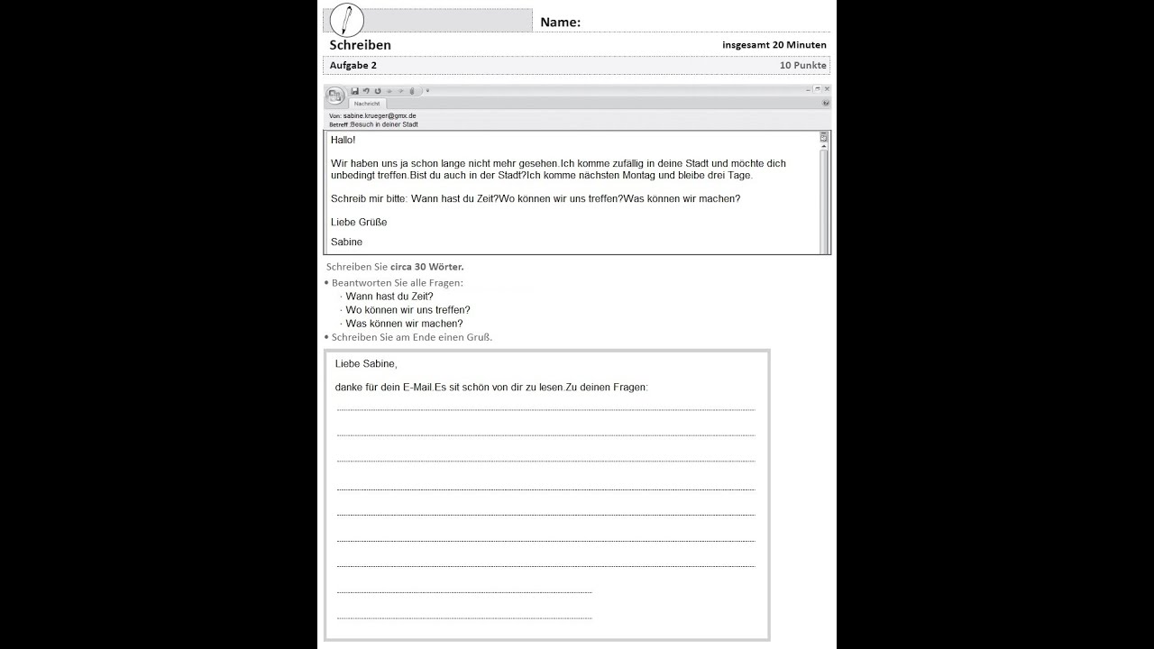 ÖSD A1 │ E-MAIL SCHREIBEN Nr.41 │ Letter writing (A1 german exam) - YouTube