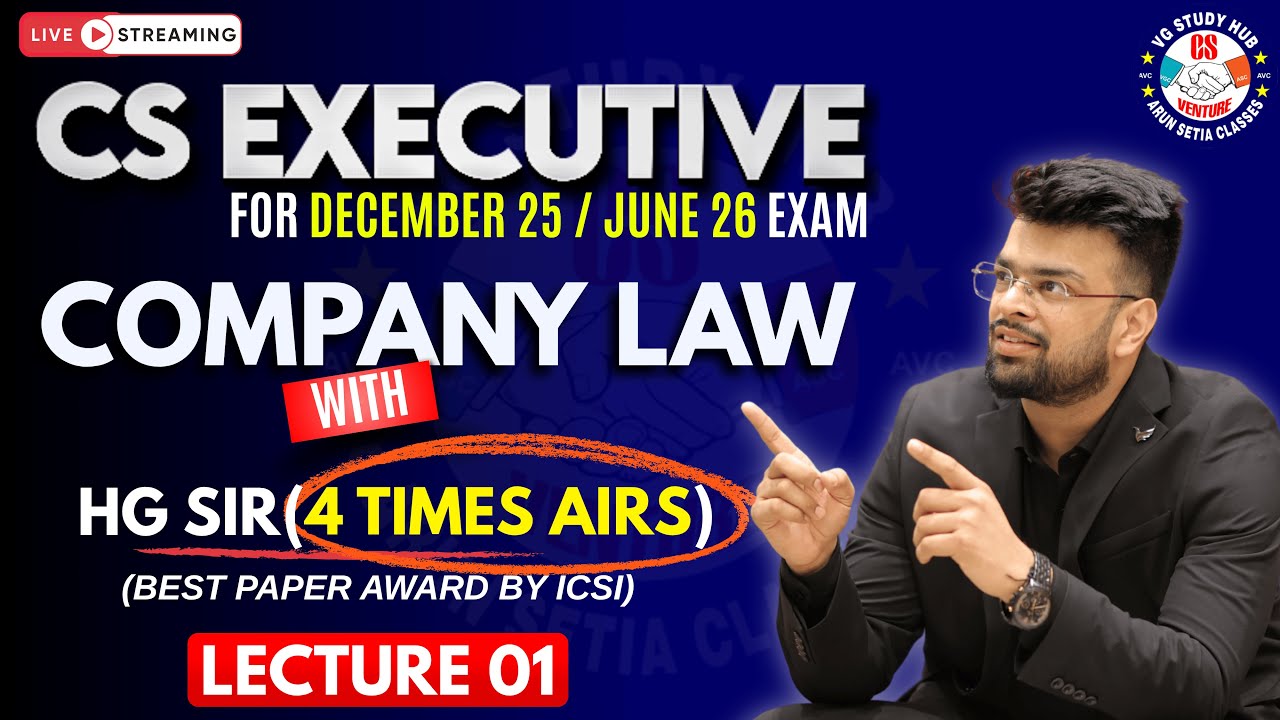 CS EXECUTIVE GROUP 1 DEMO🔴 COMPANY LAW CLASS 1🔴 DEC 25/JUNE 26 🔴 TARGET ...