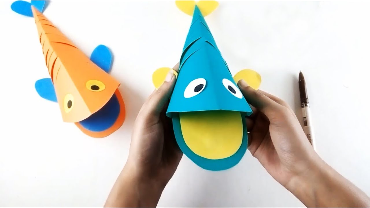 How to make origami paper craft 3d fish | Moving Paper Fish - YouTube