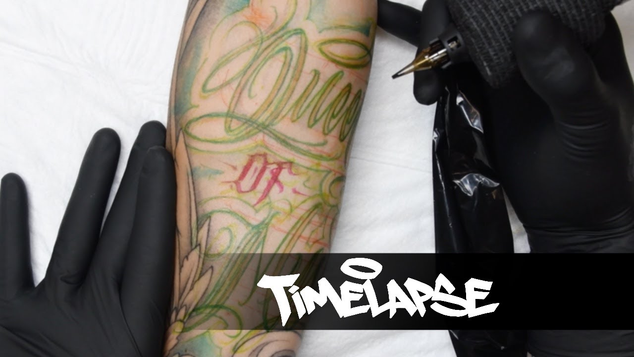 TATTOO TIMELAPSE | FREEHAND LETTERING | JJ INK - YouTube