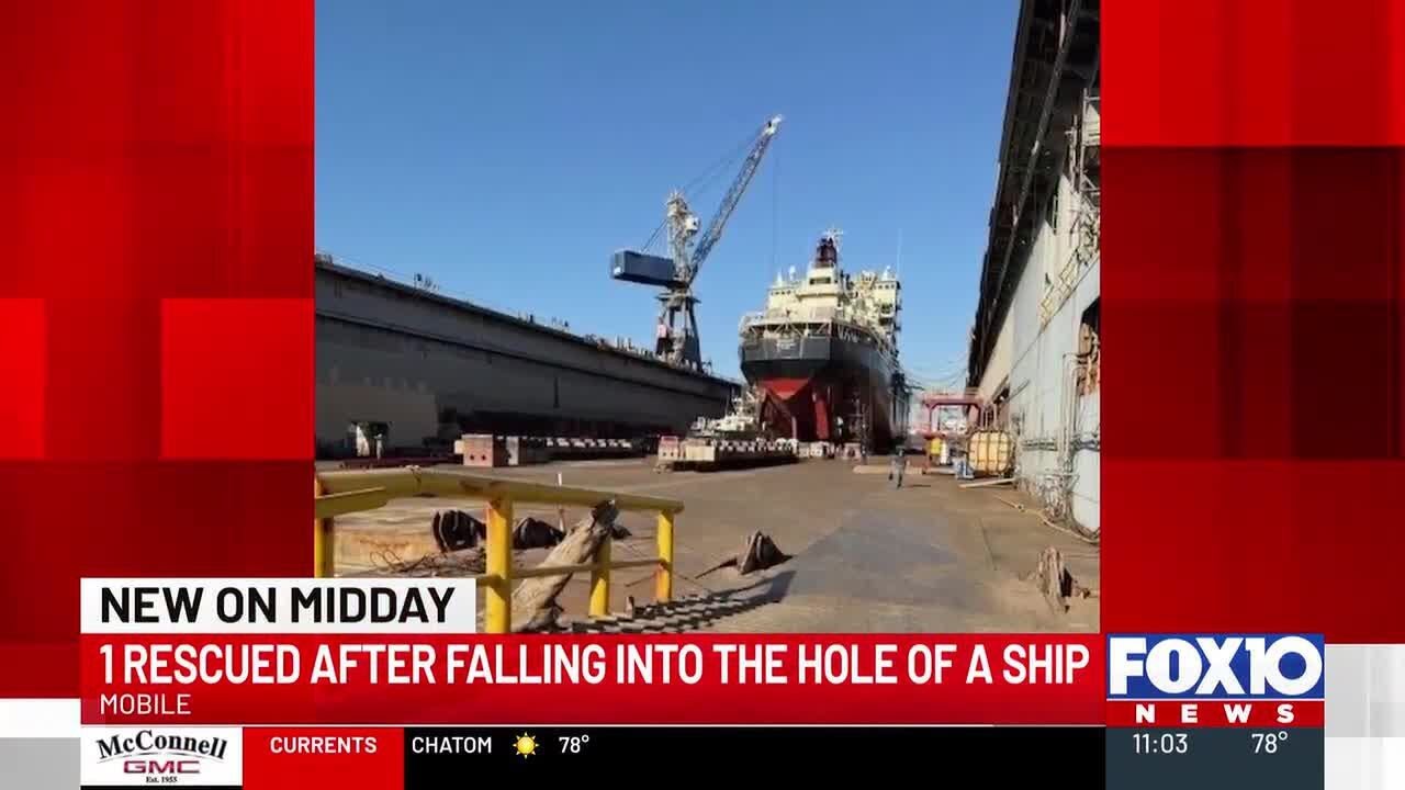 Worker rescued after falling into vessel at shipyard, Mobile Fire ...