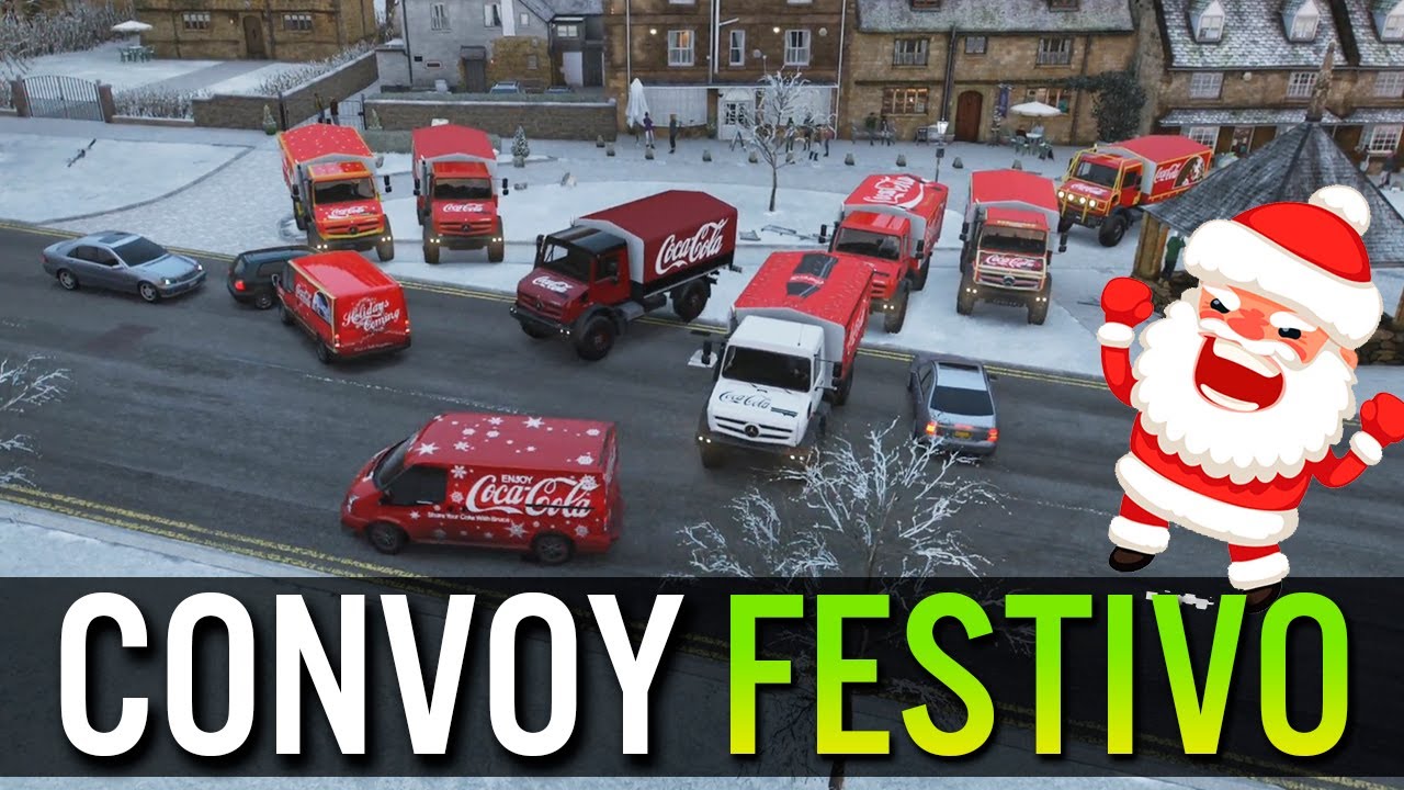 Forza Horizon 4 - Convoy navideña de coca termina con el pueblo!! - YouTube