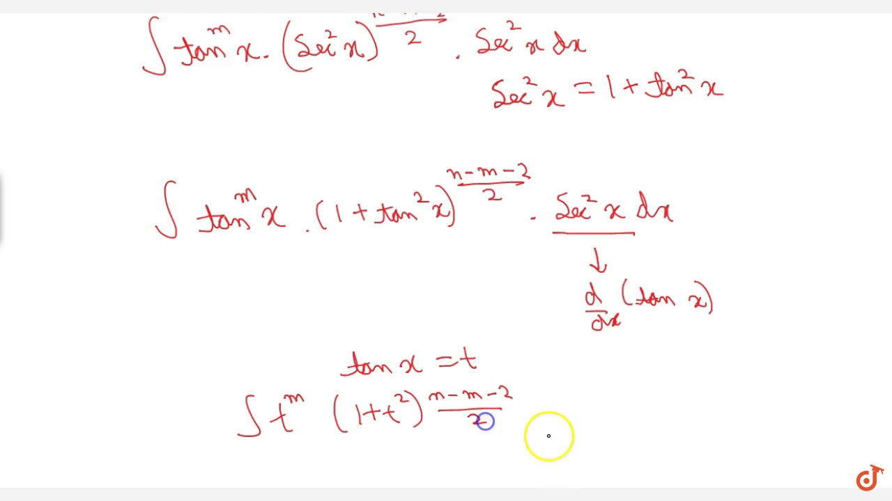Integration of `sin^m x cos^n x` (m+n) is negative integer - YouTube