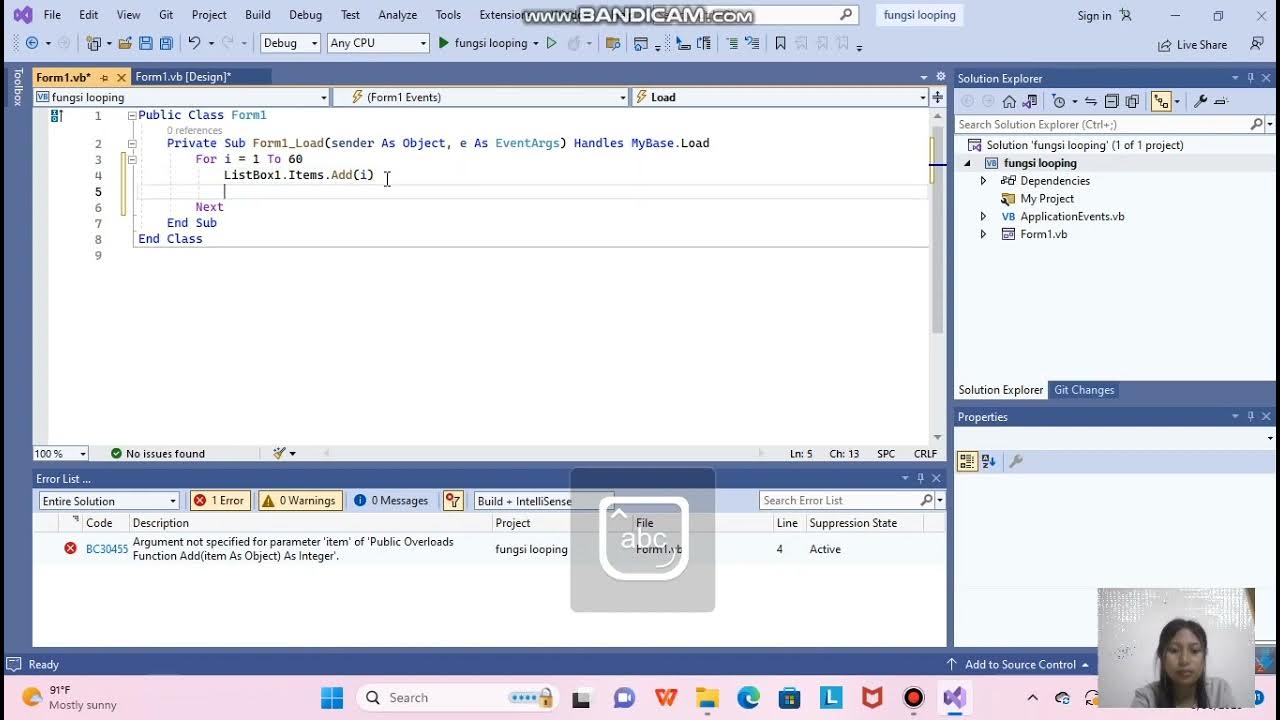 TUGAS PEMROGRAMAN VISUAL, FUNGSI LOOPING - YouTube