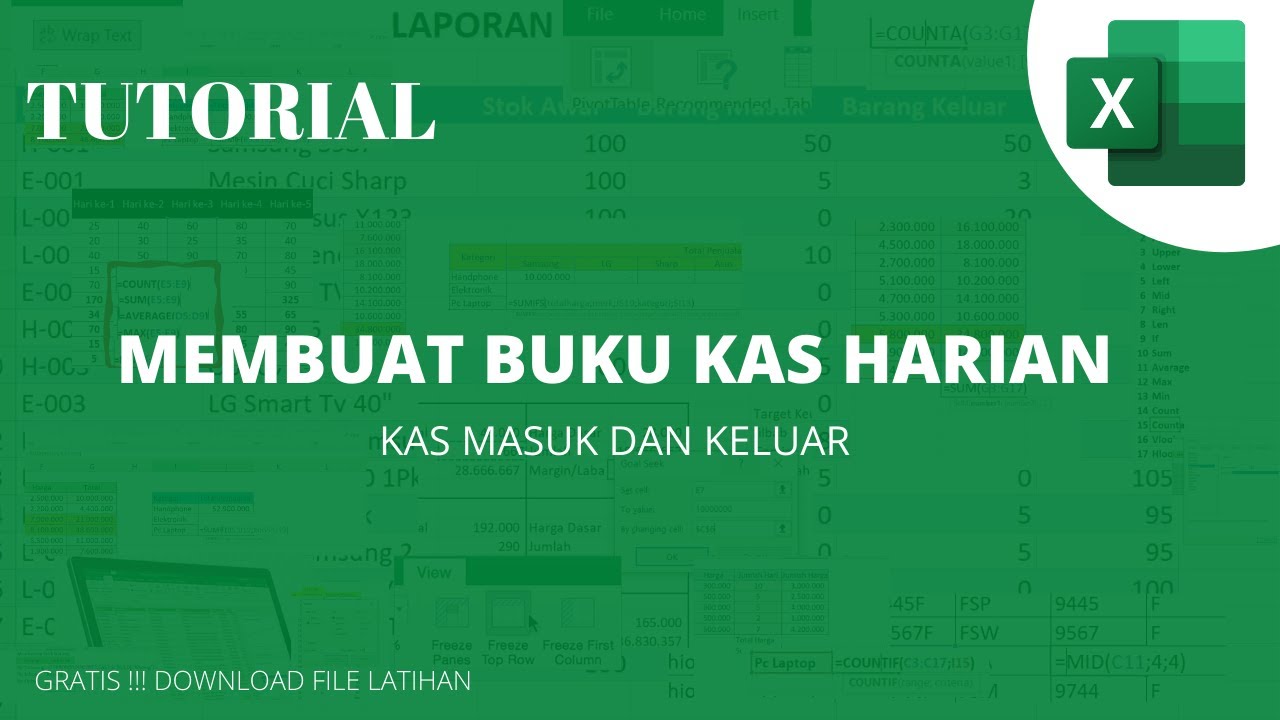 Cara Cepat Membuat Buku Kas Harian di Excel - Kas Masuk dan Keluar |Tutorial Ms Excel Pemula ...