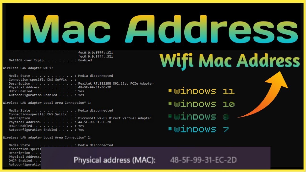 How to find mac address on windows 11/10/8/7 | How to find mac address ...