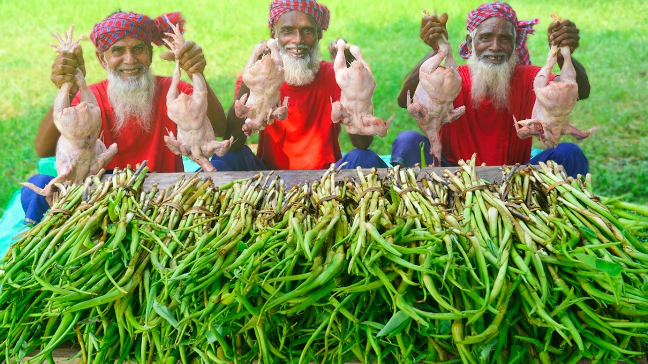 Taro Stolon & Chicken Gravy - Healthy Kochu Loti Cooking with Chicken ...