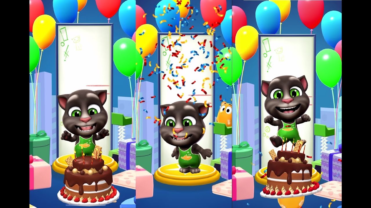 Tom Talking fun Birthday Cake and Games with talking Tom - YouTube