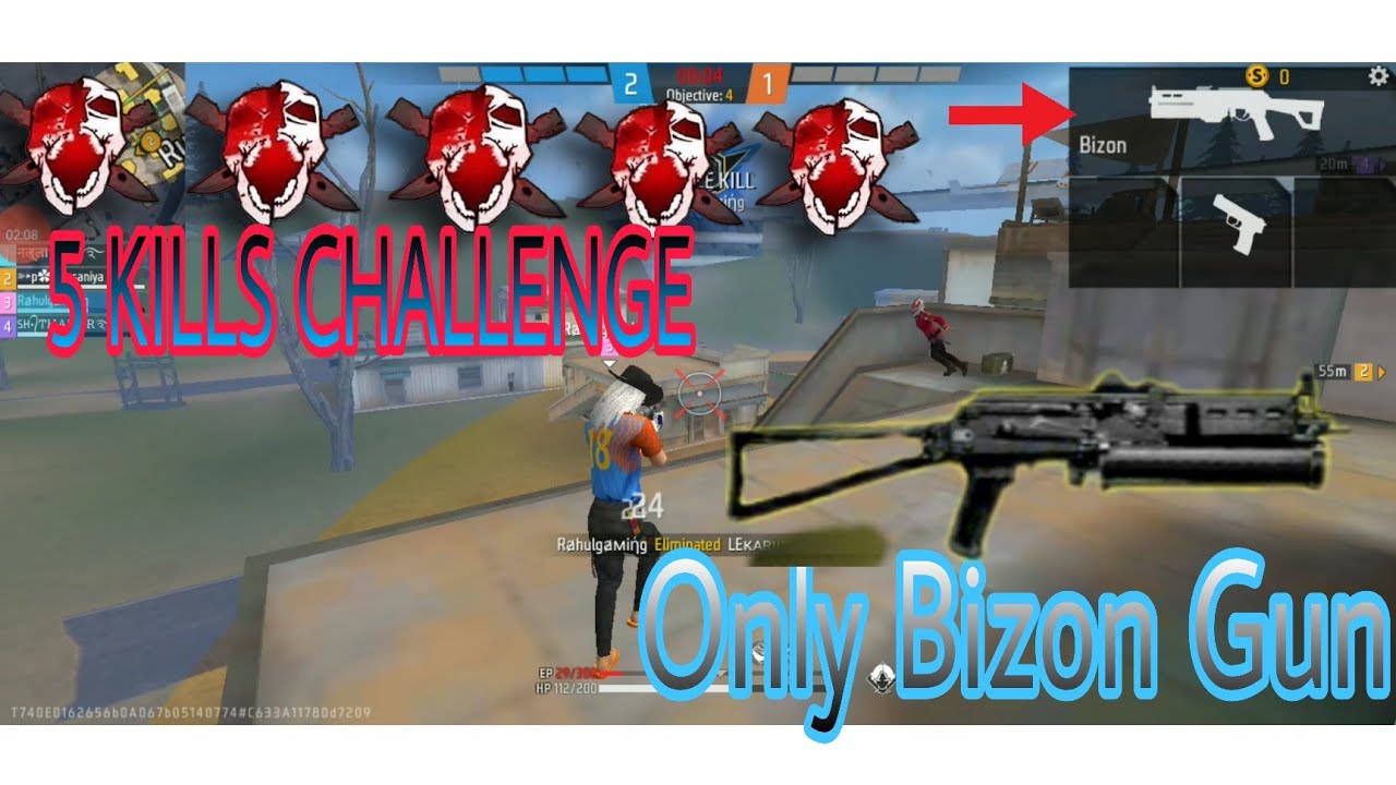 Free Fire 5 Kills Challenge Only Bizon Gun Rahul Gaming - YouTube