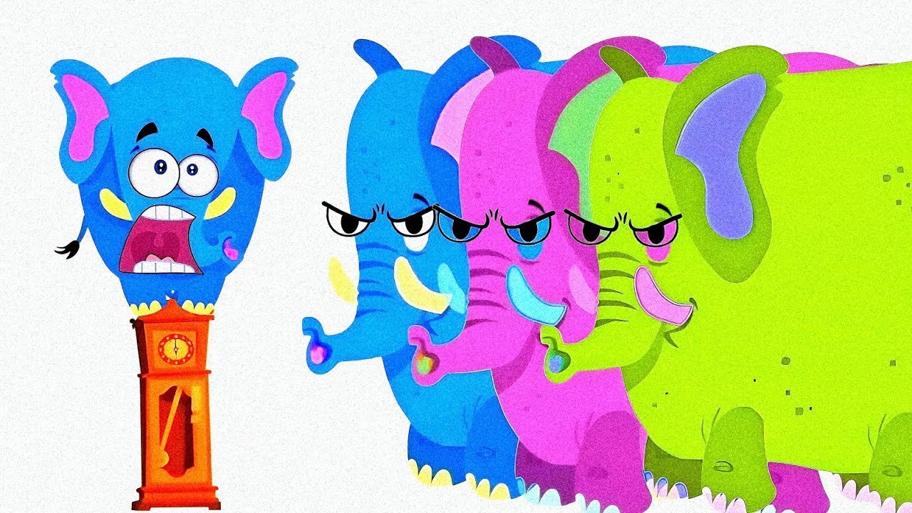 HICKORY DICKORY DOCK | THREE BIG ELEPHANTS SCARED BABY ELEPHANT - YouTube
