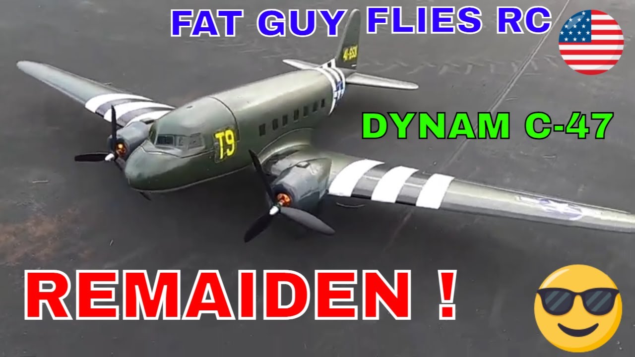 DYNAM C-47 REMAIDEN! from BitGo Hobby by Fat Guy Flies RC - YouTube