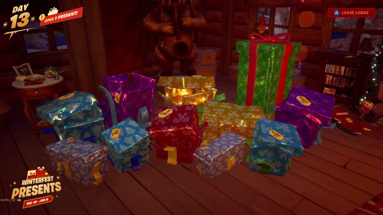 Fortnite Winterfest Lodge Presents Day 13 - YouTube