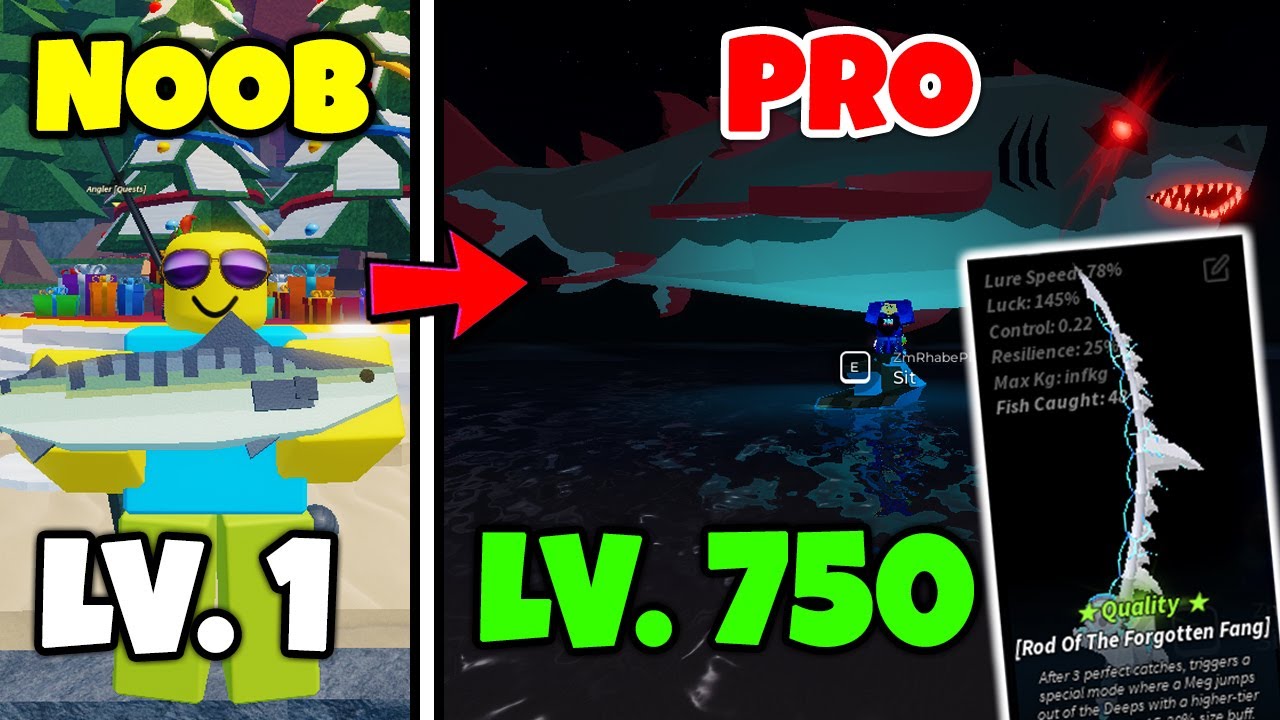 Noob To MAX Level in FISCH | Unlocked Rod of the Forgotten Fang ...