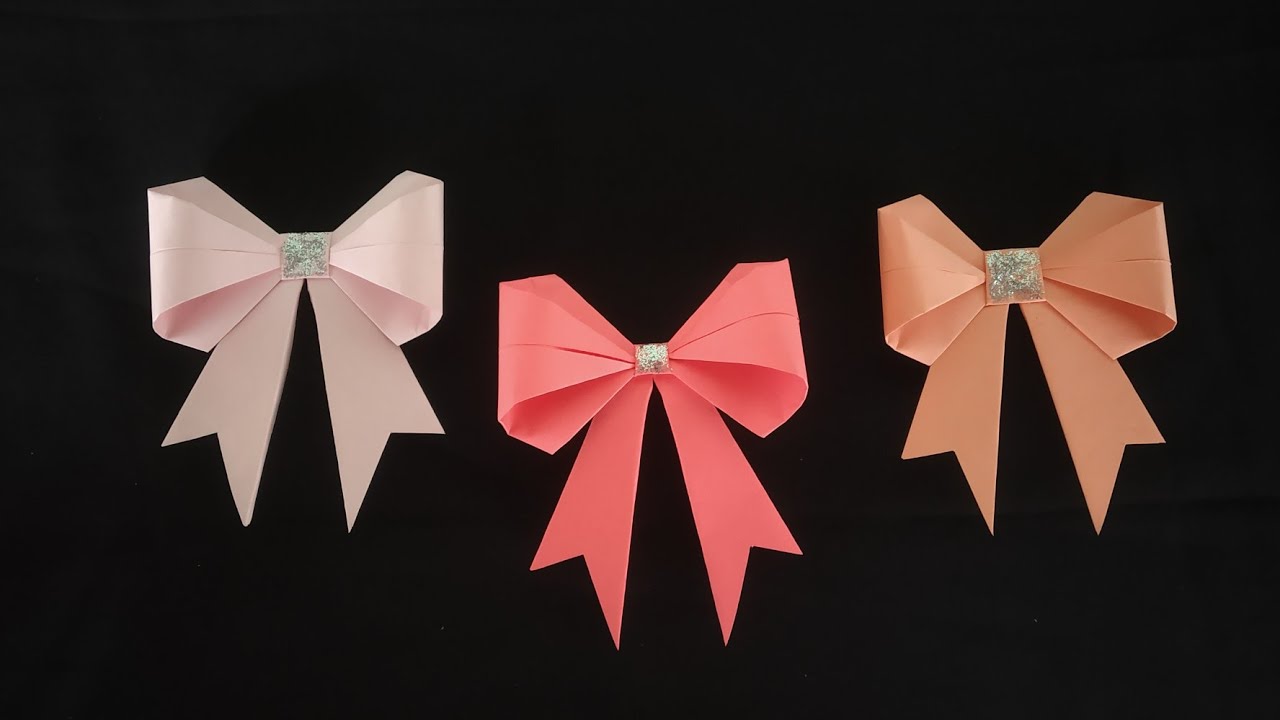 How to make a paper bow | Easy paper bow | Christmas tree ornaments ...