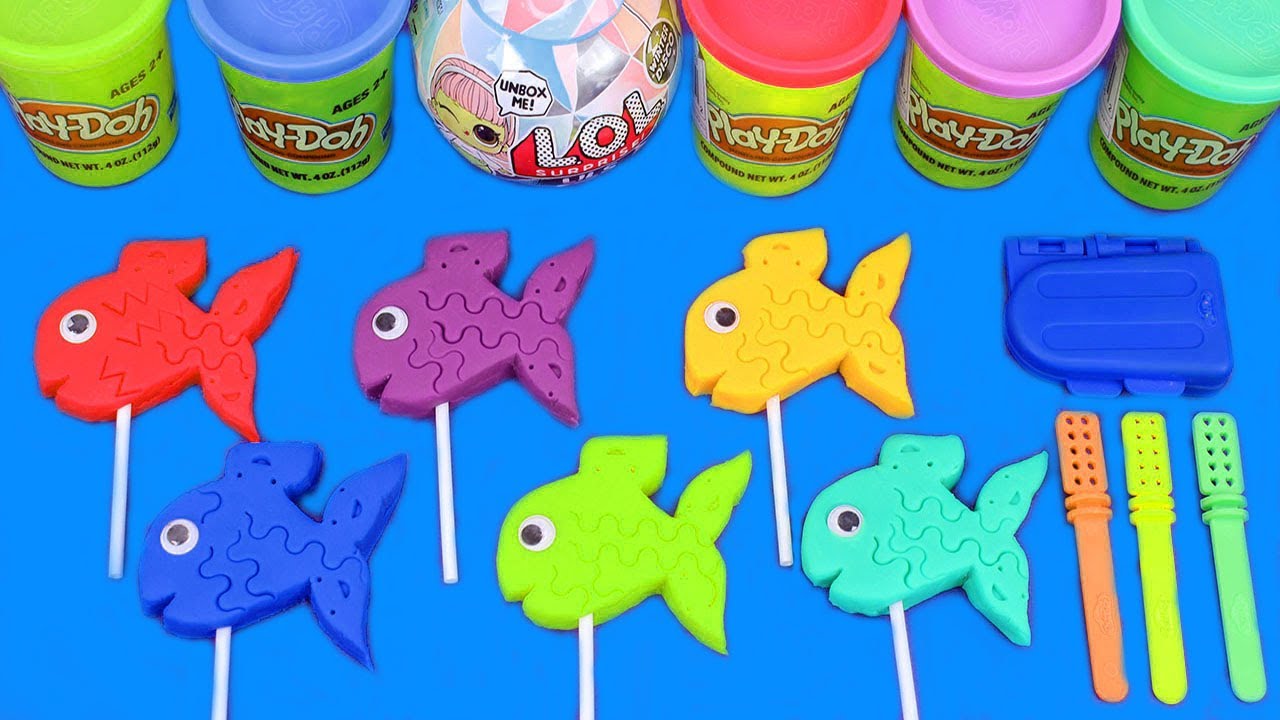 Play Doh Fish with Lobster Turtle and Rabbit Molds Surprise Toys ...