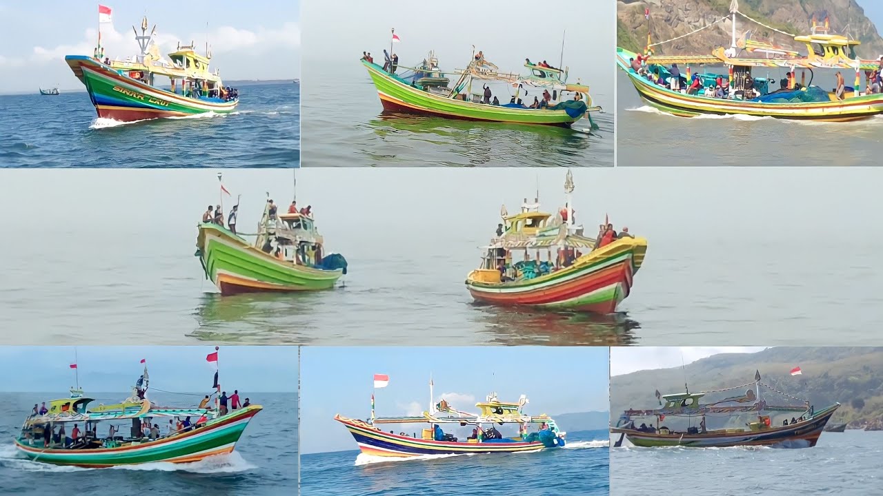 kapal nelayan puger saat mencari ikan || PANTAI SELATAN JEMBER - YouTube