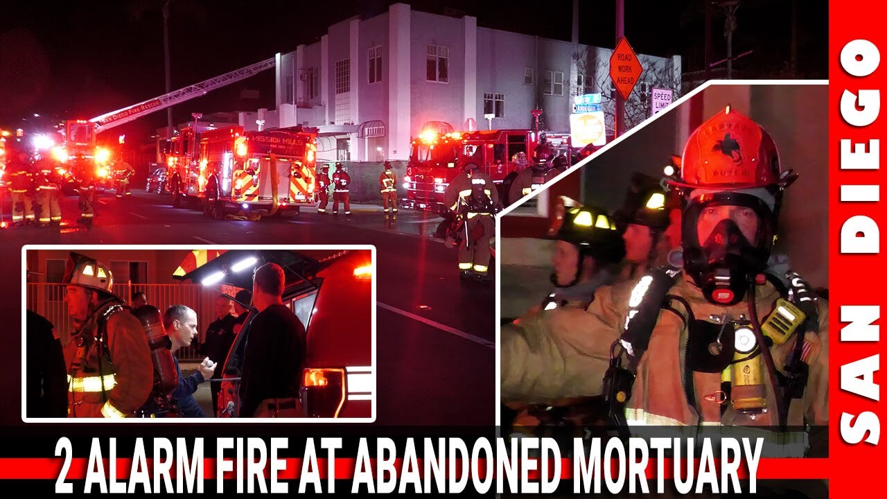 2 Alarm Fire in Abandoned Mortuary | Hillcrest | 20240428 (4K) - YouTube