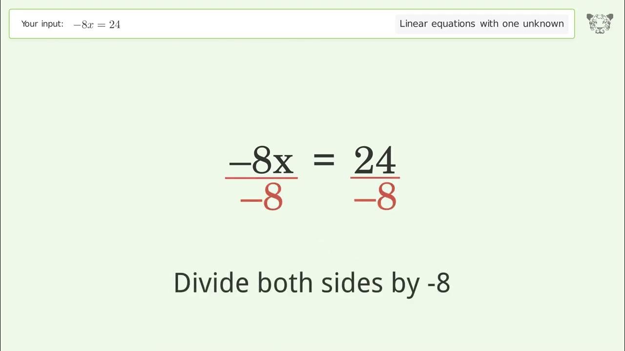 solve-8x-24-linear-equation-video-solution-tiger-algebra-youtube