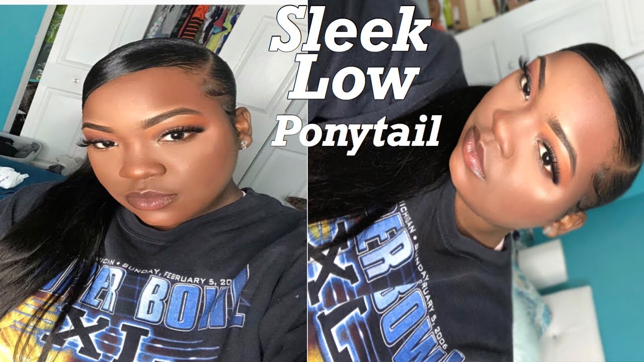 How To: Sleek Low Ponytail with weave On Short Natural Hair - YouTube