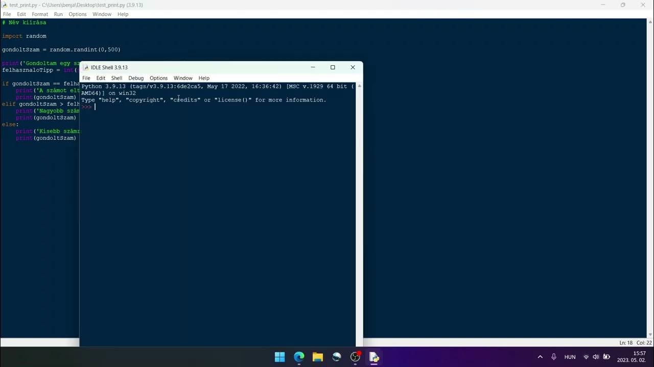 Python 8 - Gondoltam egy számra 2: Véletlenszám generálása: random - YouTube