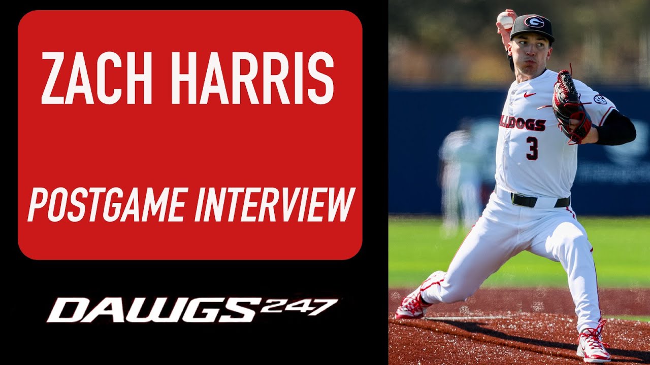 Georgia baseball's Zach Harris reacts after earning the win against ...