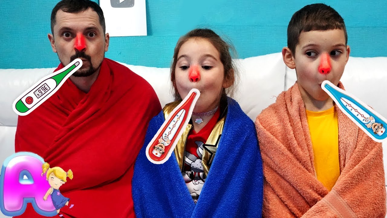 Anna and Papa catch a cold Anna takes care of Dad - YouTube