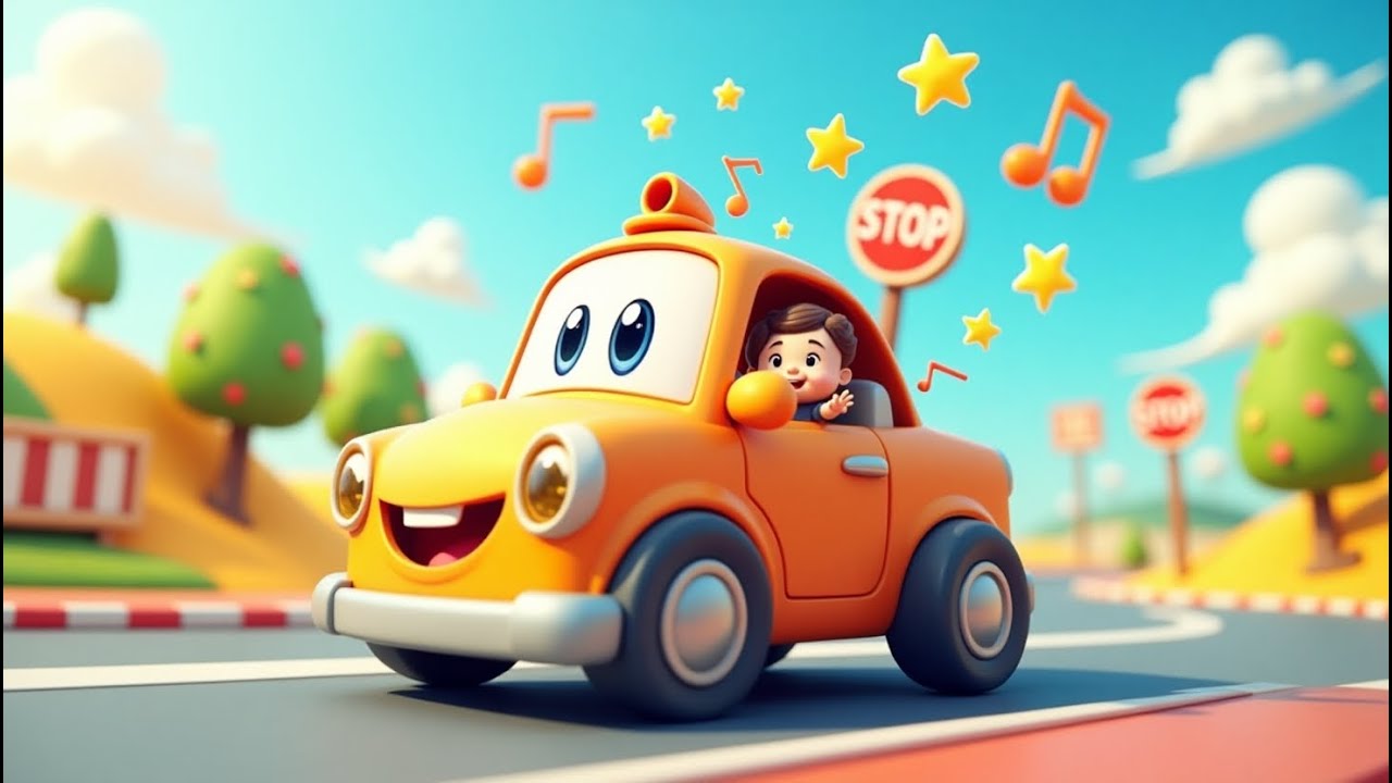 Wheels on The Car Go Round and Round R1E1905 | Fun Action Song For Kids ...