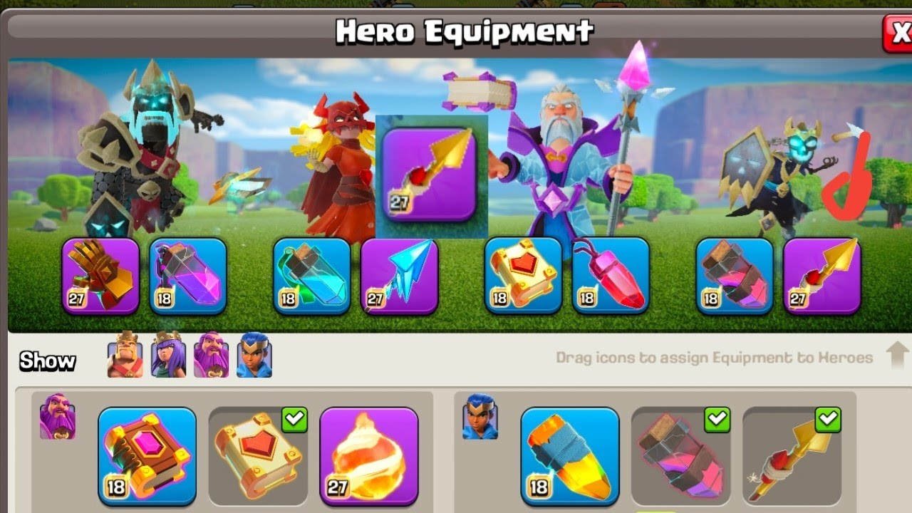 royal champion new rocket spear equipment in clash of clans coc ...