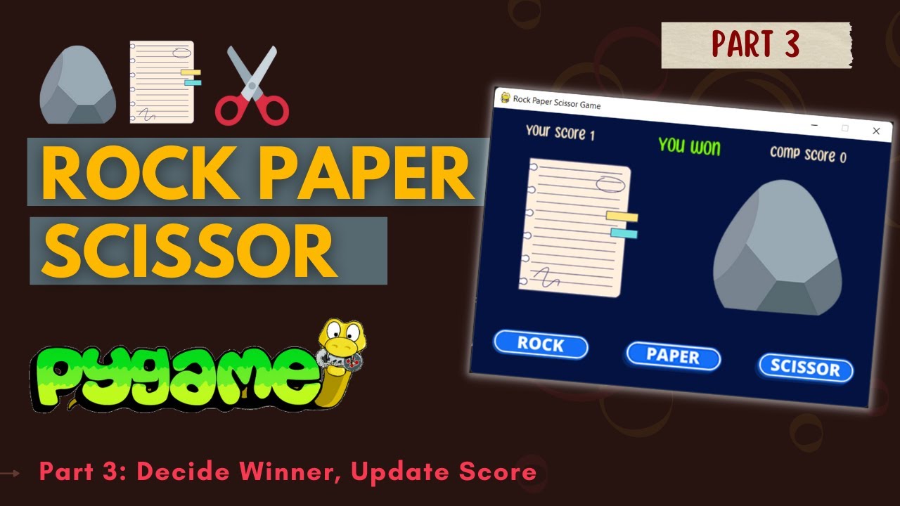 Rock Paper Scissor Game With Python Deciding The Winner Gui Project Part 3 Crazy Coders 0094