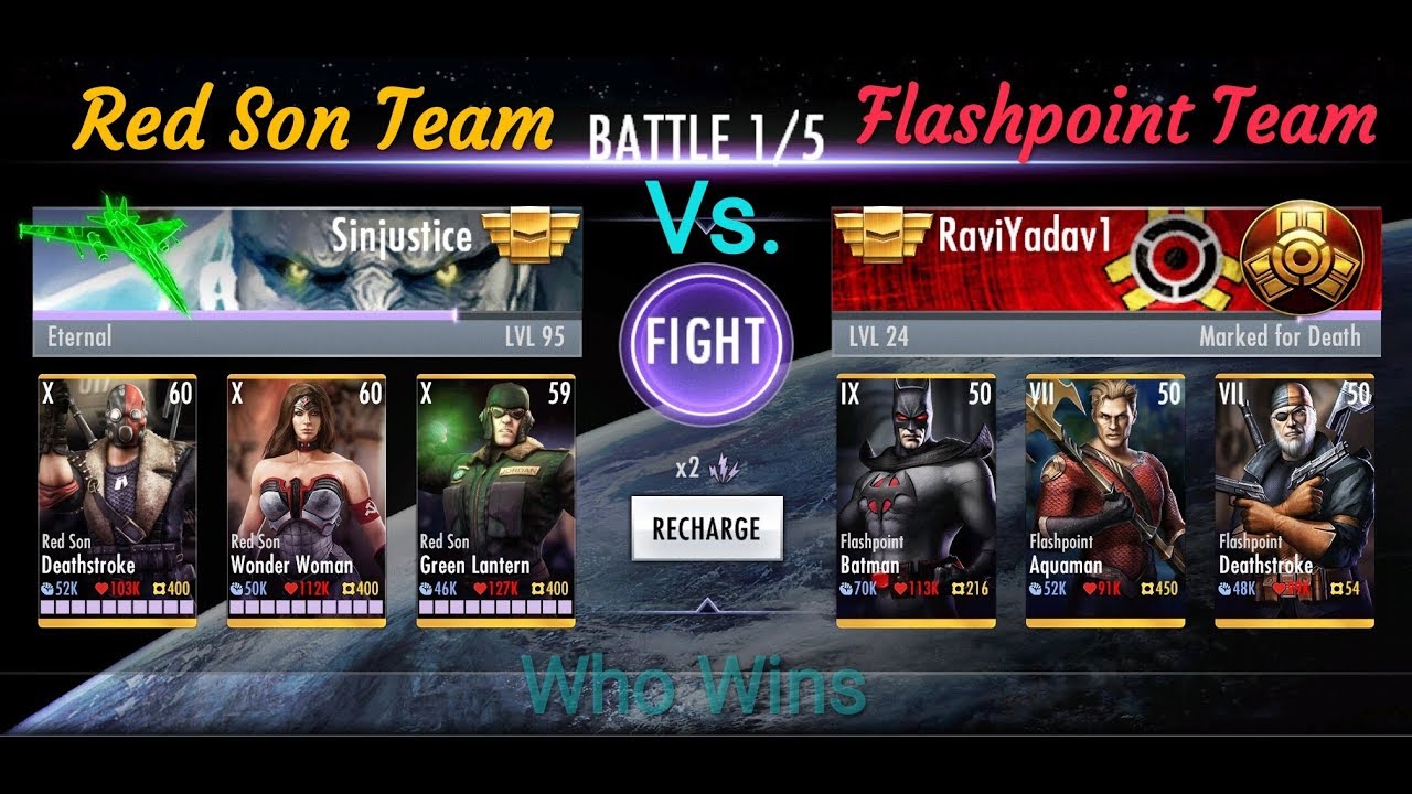 Injustice 1 mobile Red Son Team Vs. Flashpoint Team - YouTube