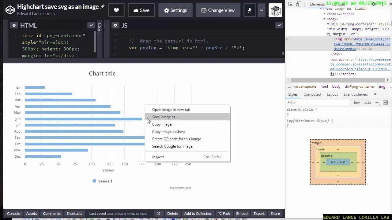 【Javascript】Highchart save svg as an image - YouTube