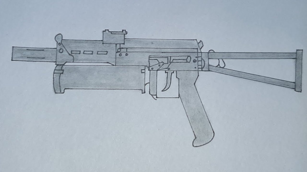 How to draw PP-19 Bizon gun from PUBG - How to draw bizon gun - Machine ...
