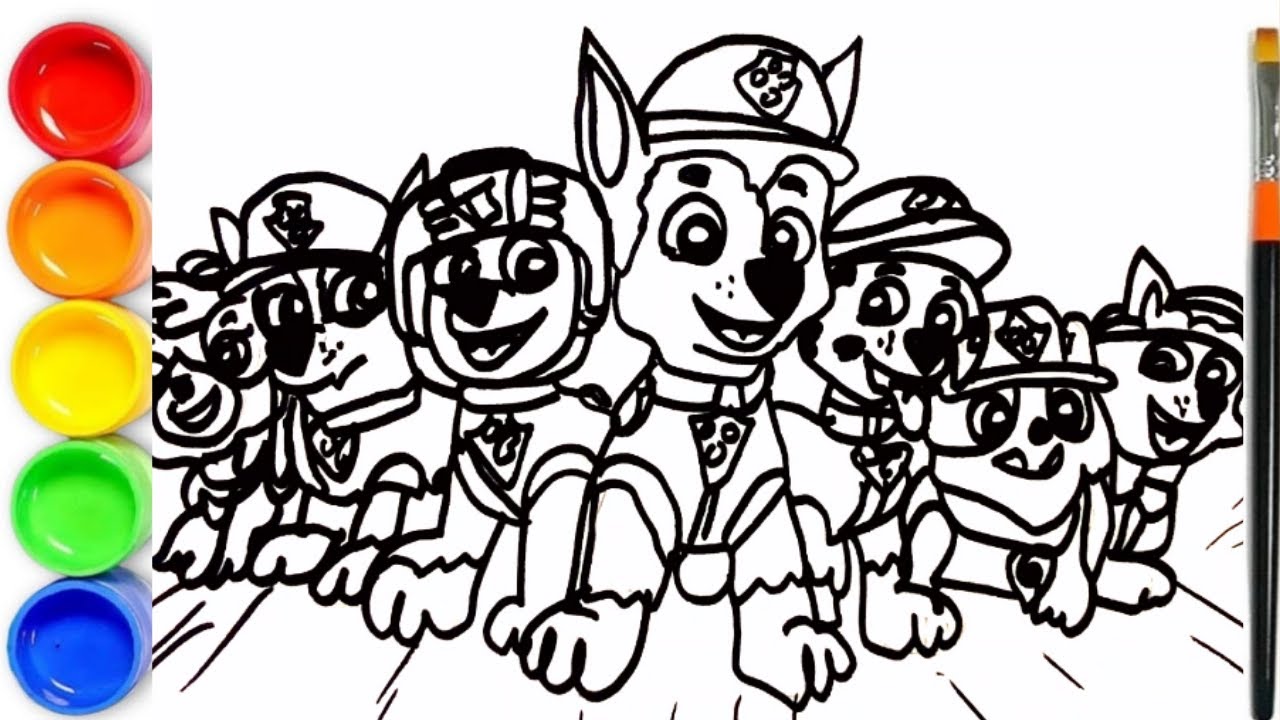 How to draw Paw Patrol |Drawing Chase, Rocky, Skye, Rubble, Ryder, Zuma ...