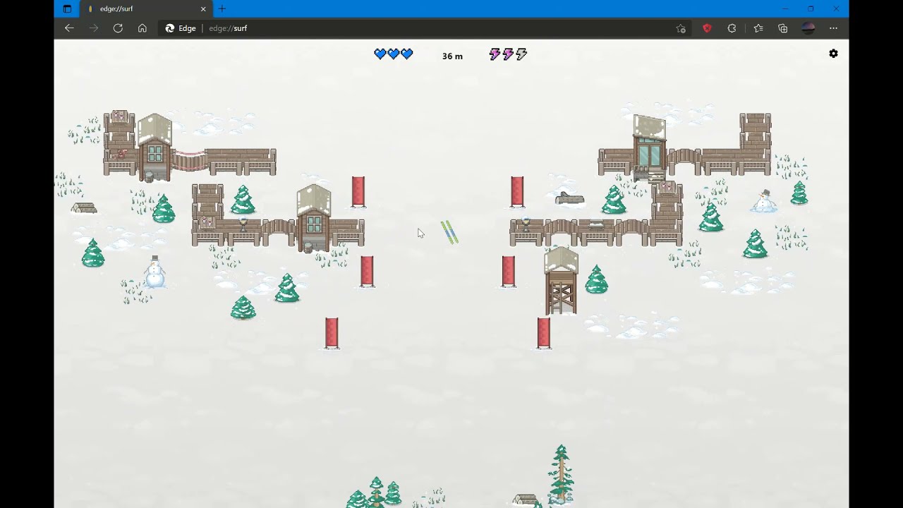 Playing Microsoft edges ski theme on edge surf - YouTube