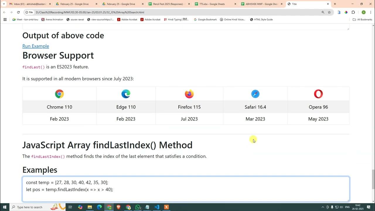 Javascript Array Search, Sort, Iteration, Const, and Dates 26.02.25 ...