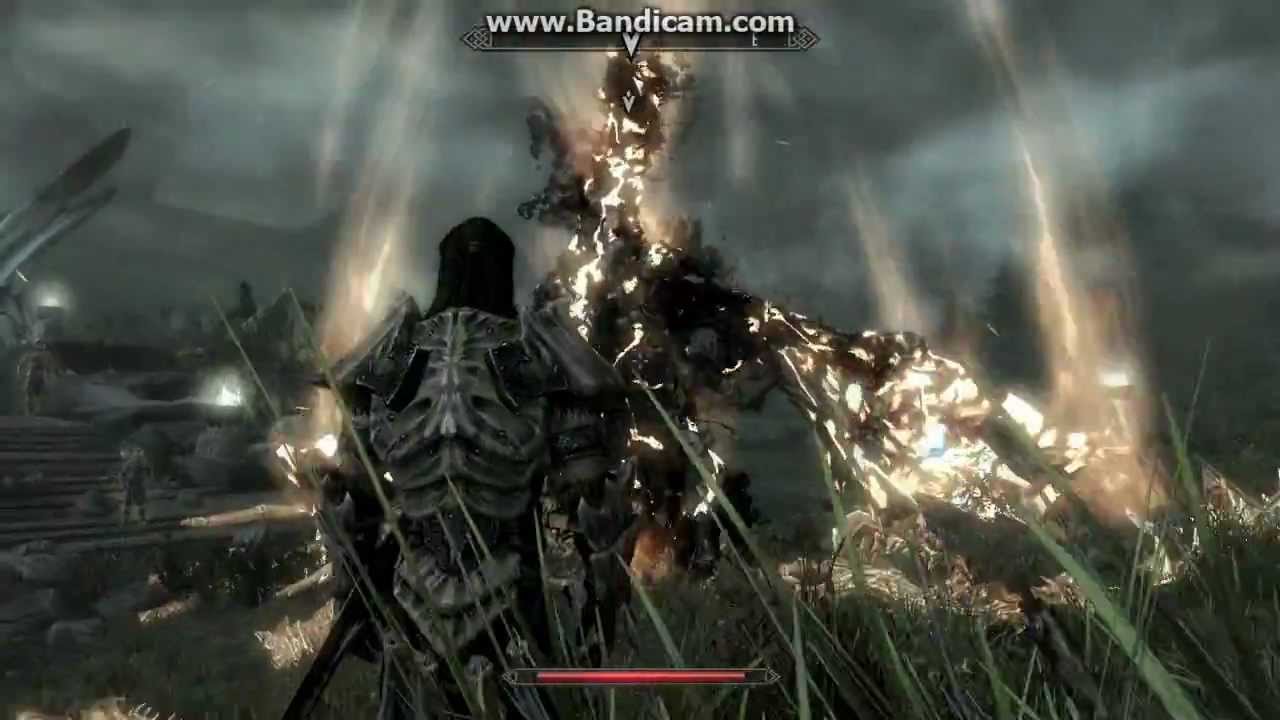 Skyrim - Alduin Boss Fight (2nd Time) - YouTube