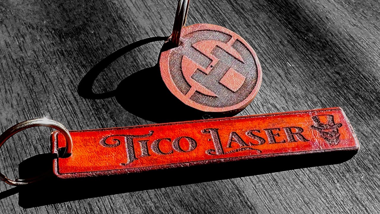 Quick Leather Keychain done in a RF460 laser - YouTube