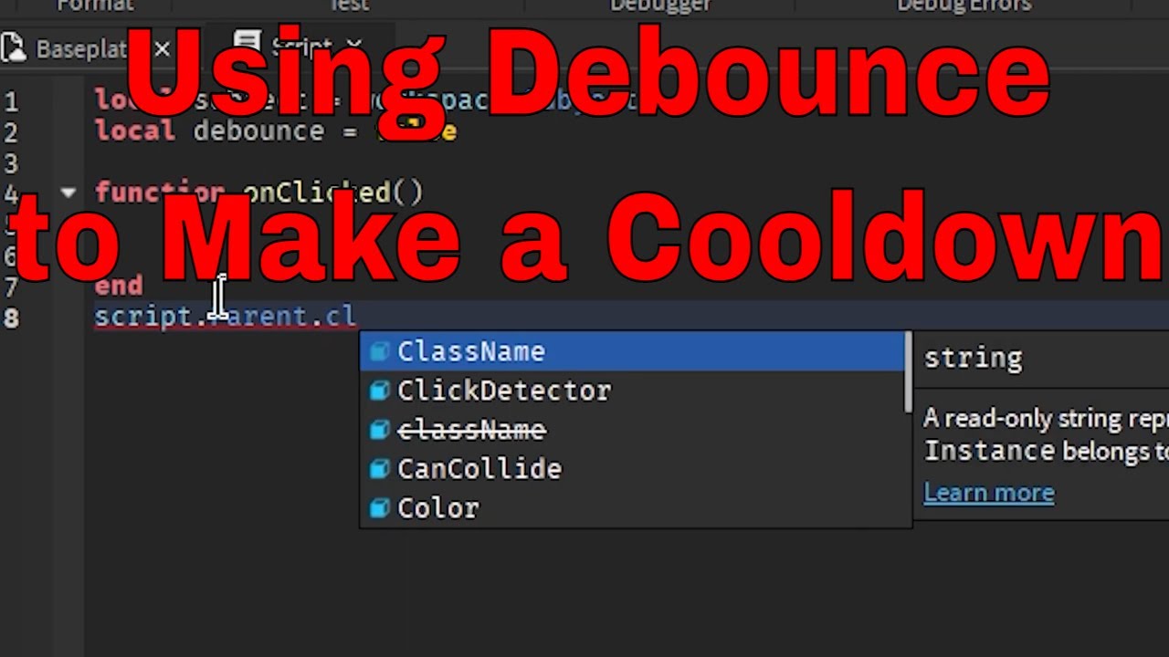 How to Make a Cooldown Using Debounce on Roblox Studio - YouTube