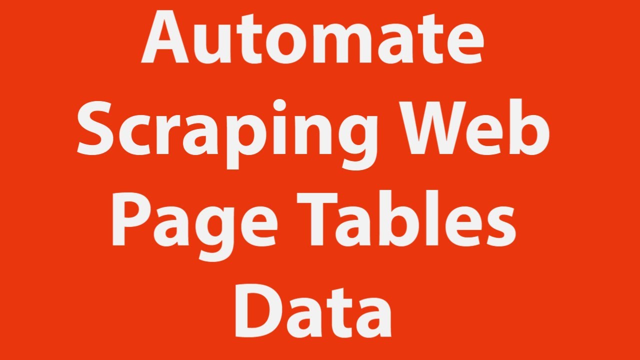 Scraping Webpage Tables Data Using Vba Youtube