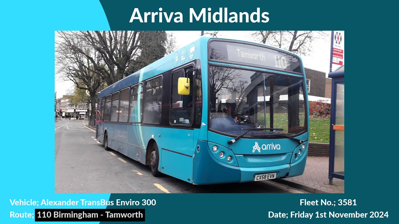 Arriva Midlands | Alexander TransBus Enviro 300 | 3581 (CX58EVN) - YouTube